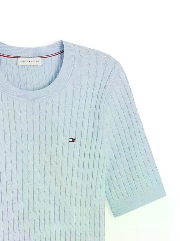 Tommy Hilfiger Cable Knit Short Sleeve Sweater - Blue
