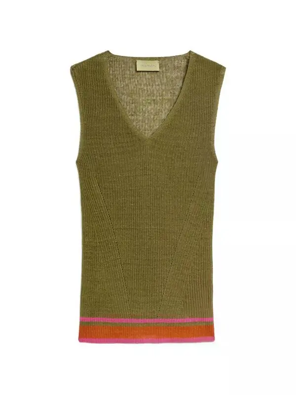 Momoni Ribbed Knit Ella Tank Top - Green
