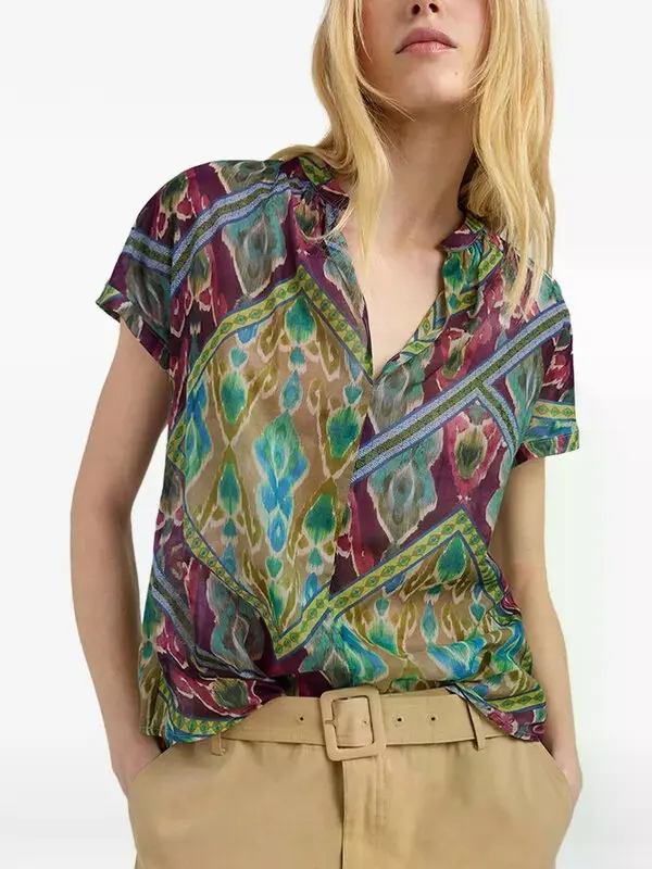Momoni Printed Cotton-voile Blouse