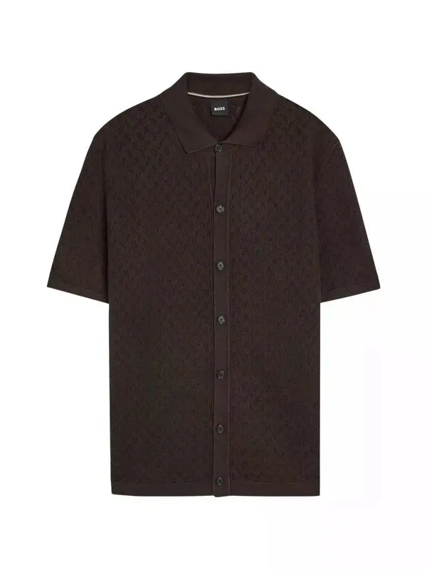 BOSS Pointelle-knit Button-down Cardigan - Brown