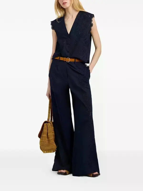 Momoni Broderie Anglaise Cotton Palazzo Pants