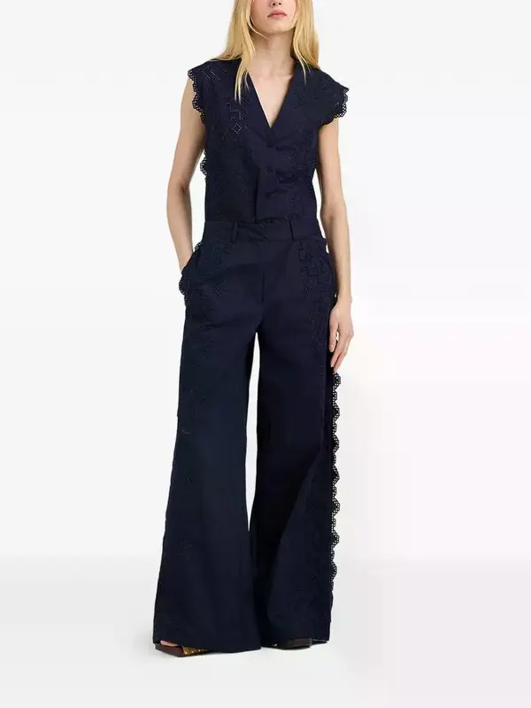 Momoni Broderie Anglaise Cotton Palazzo Pants