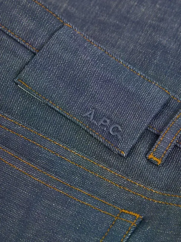 A.p.c. Logo-embroidered Contrast-stitched Jeans - Blue
