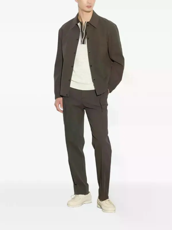 PAOLO PECORA Pleated Loose-fit Chino Trousers - Brown