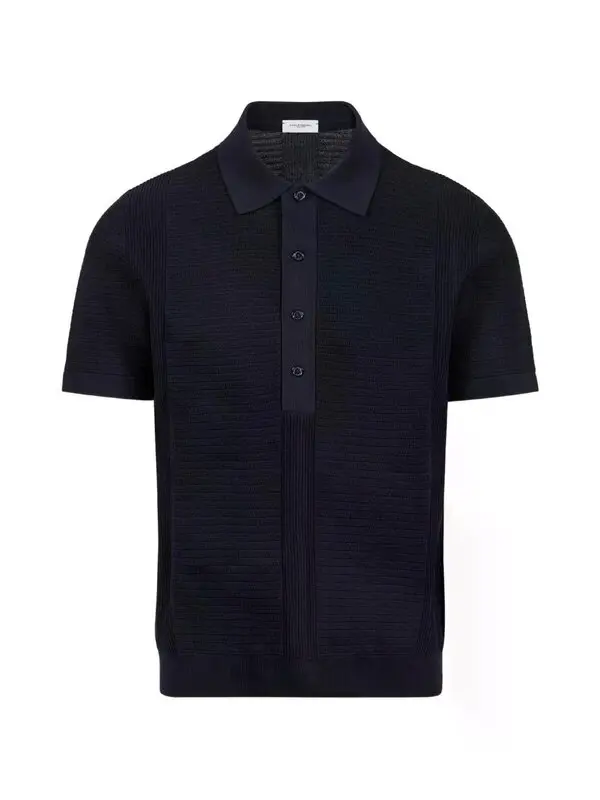 PAOLO PECORA Textured-knit Polo Shirt - Blue