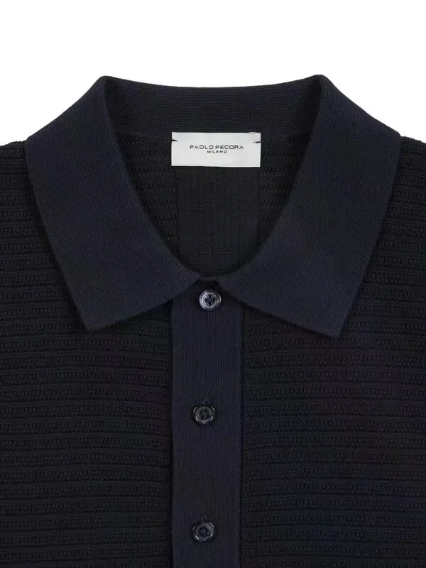 PAOLO PECORA Textured-knit Polo Shirt