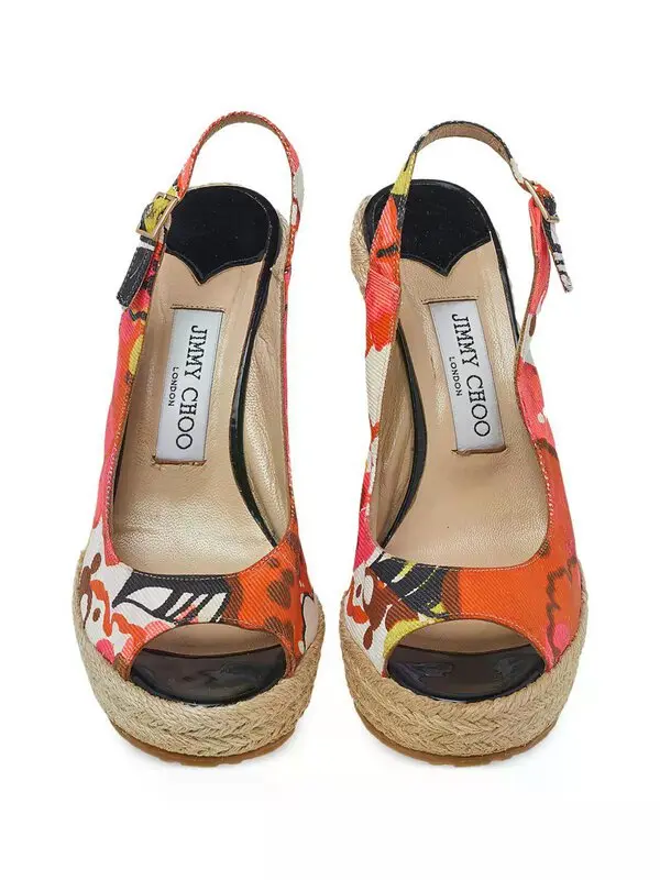 JIMMY CHOO 120mm Floral Print Espadrille Sandals