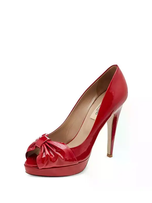 Valentino Garavani Patent Leather Peep Toe Pumps