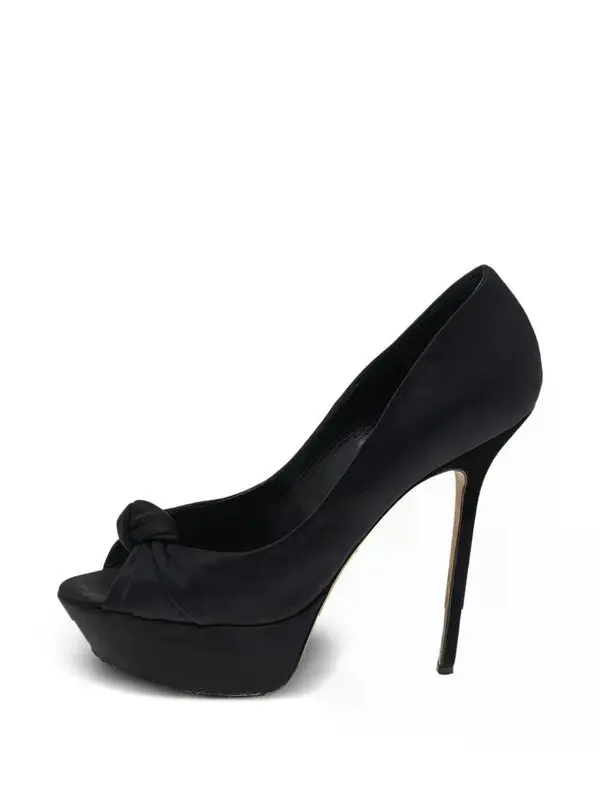 SERGIO ROSSI Satin Peep Toe Platform Stiletto Heels - Black
