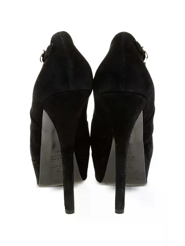 Fendi 115mm Suede Heeled Pumps - Black