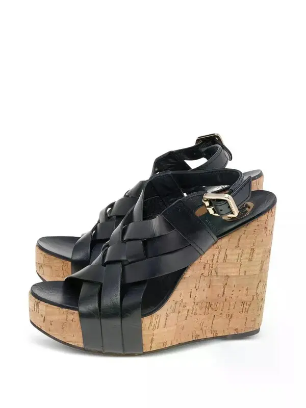 Tory Burch 125mm Leather Wedge Sandals - Black