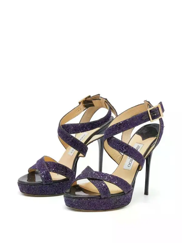 JIMMY CHOO 150mm Glitter Criss-cross Heeled Sandals - Purple