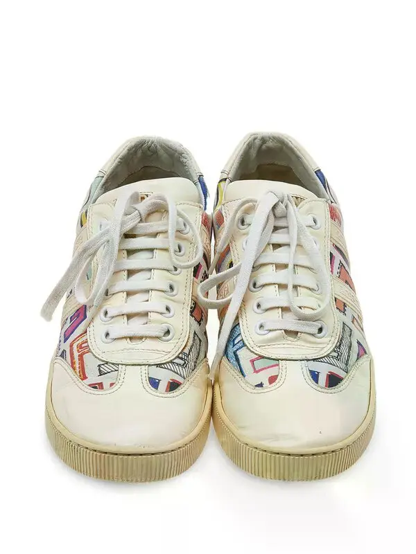 Fendi Ff Pattern Lace-up Sneakers - Neutrals
