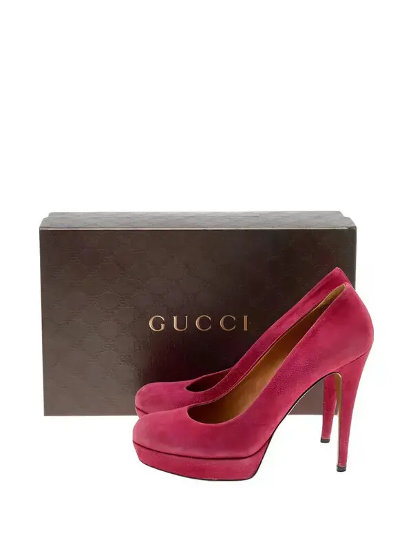 Gucci Suede Round-toe Platform Pumps