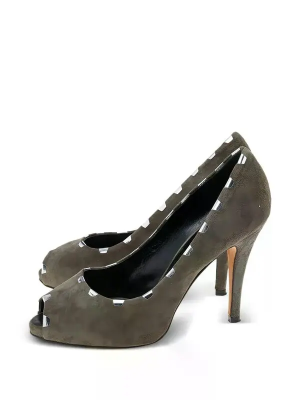 GIUSEPPE ZANOTTI Suede Peep Toe Stiletto Pumps - Grey