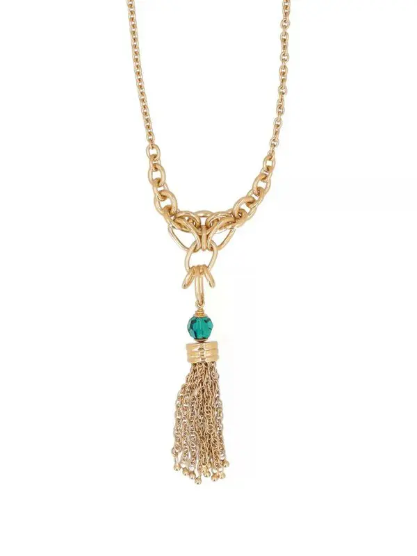 Chloé Tone Crystal Bead Tassel Pendant Necklace