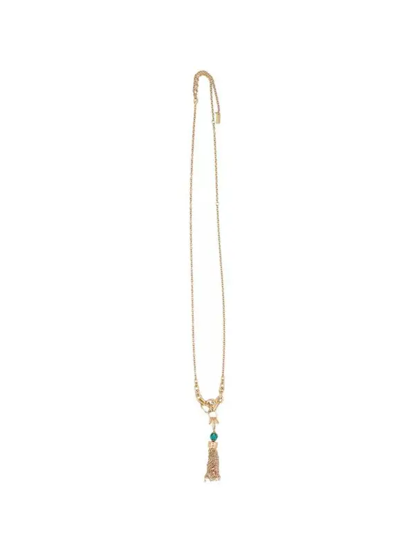 Chloé Tone Crystal Bead Tassel Pendant Necklace