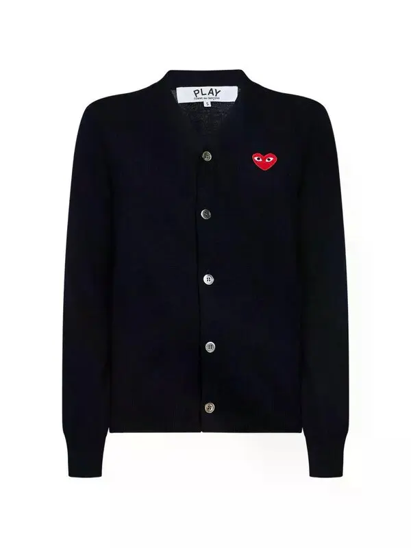 Play Comme Des Garcon Heart Emblem Cardigan - Black