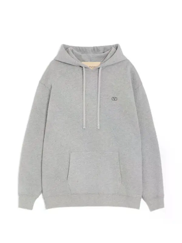 Valentino Garavani Cotton Hoodie With Vlogo Embroidery - Grey