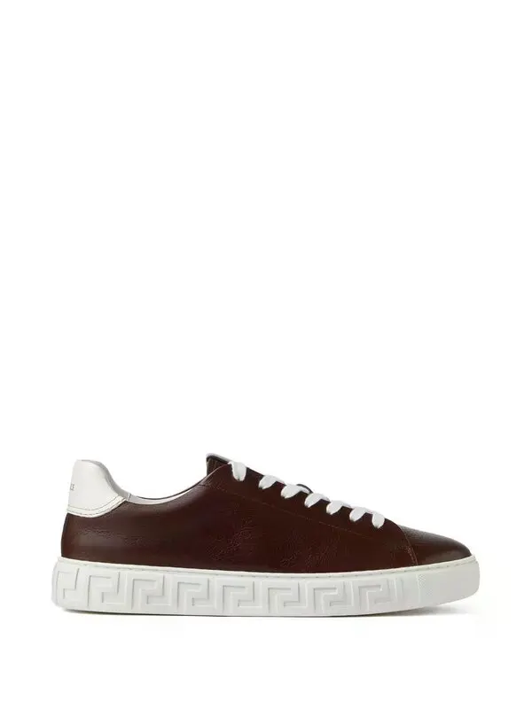 Versace Greca Leather Sneakers - Brown