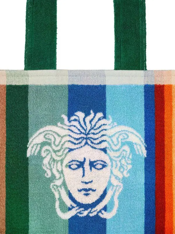 Versace Medusa Striped Tote Bag