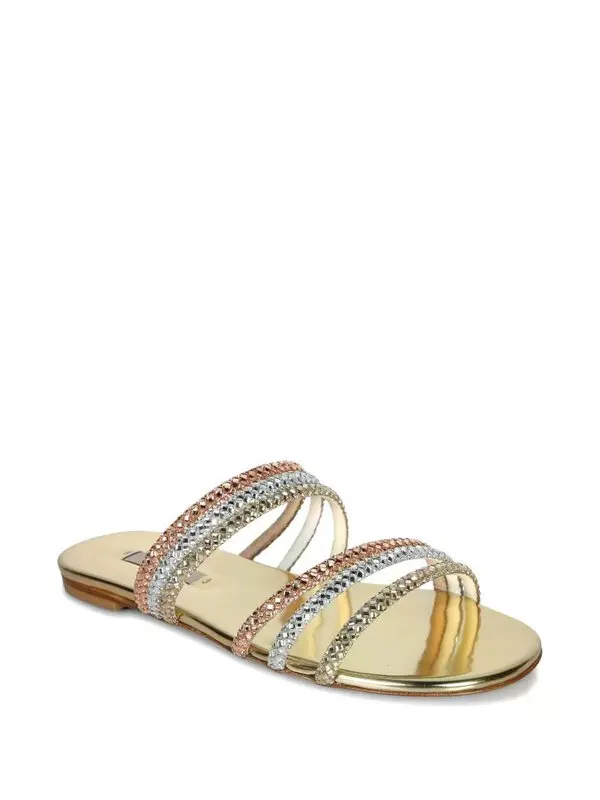Casadei Androme Crystal-embellished Flat Sandals - Gold