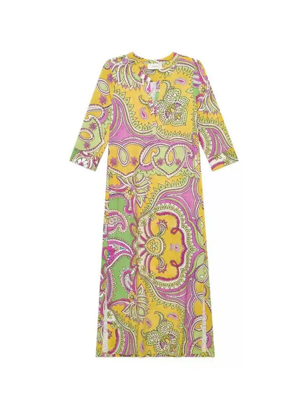 Malìparmi Paisley Print Midi Dress - Yellow