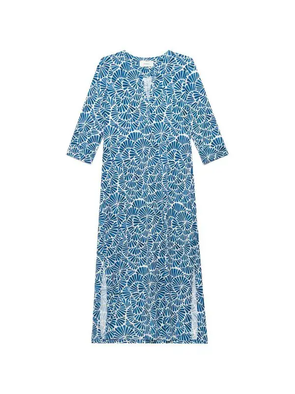 Malìparmi Shell-print V-neck Midi Dress - Blue