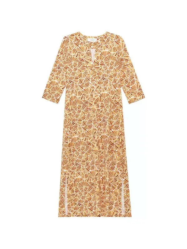 Malìparmi Shell Print Midi Dress - Orange