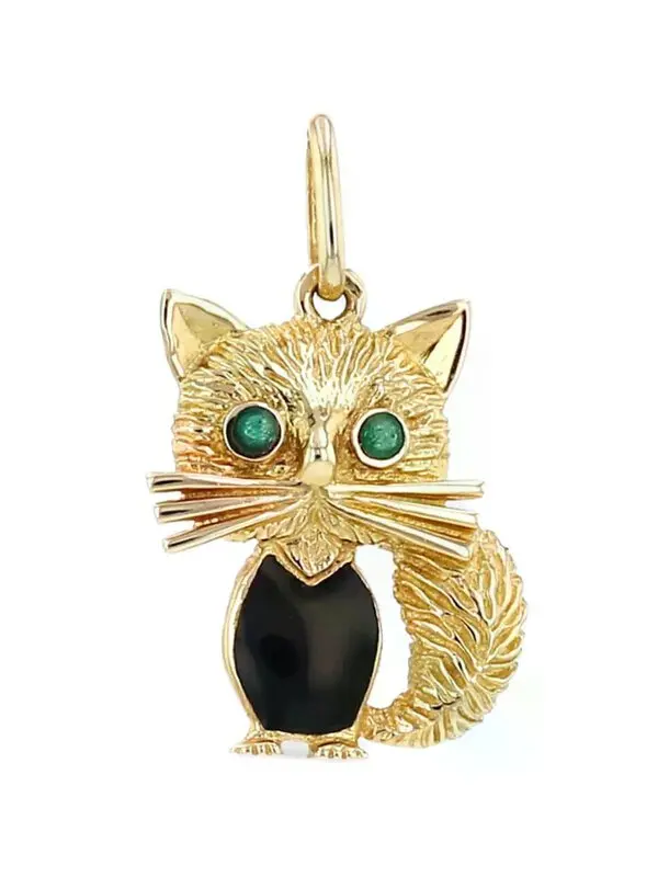 Van Cleef & Arpels Yellow And Enamel Cat Pendant - Gold