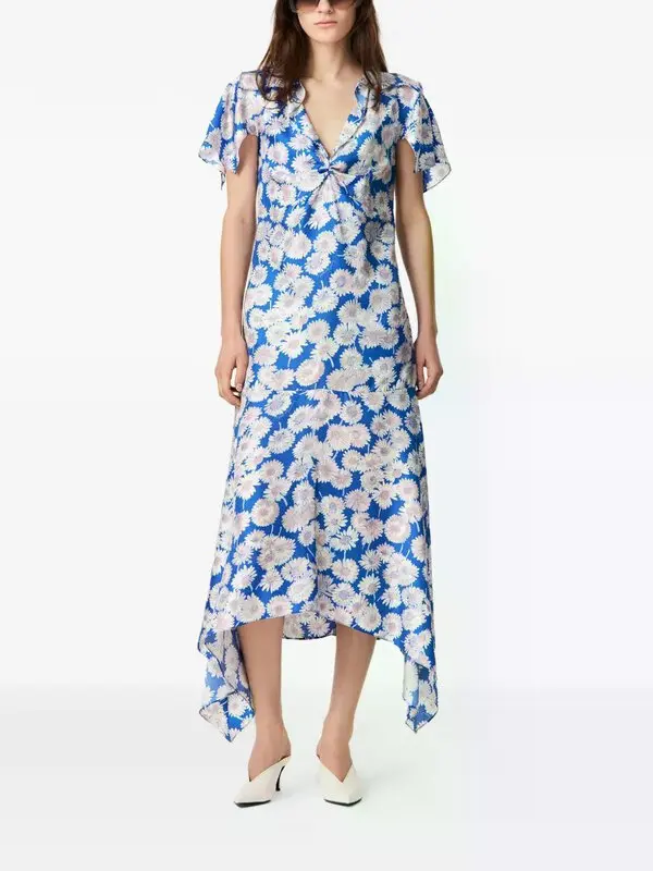 Stella McCartney Daisy Floral-print Silk Dress - Blue