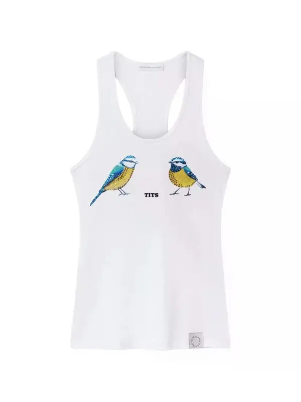 Stella McCartney Bird-print Ribbed Tank Top - White