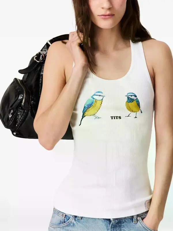 Stella McCartney Bird-print Ribbed Tank Top