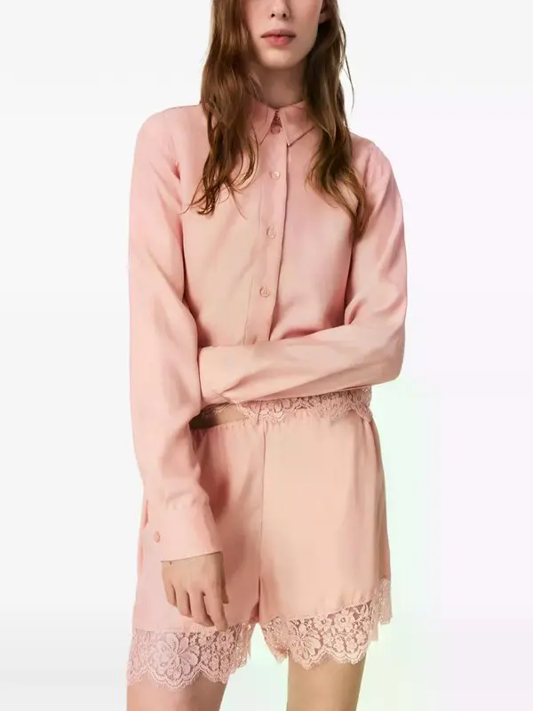 Stella McCartney Floral Lace Trim Silk Mini Shorts