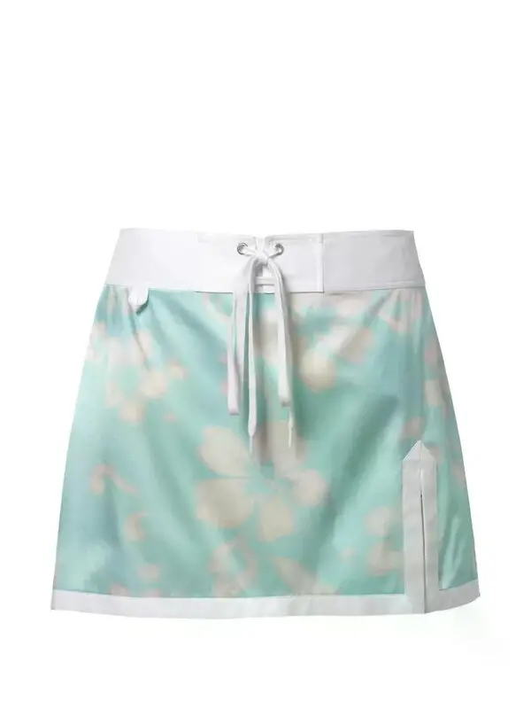 JULIE KEGELS Floral Print Lace-up Skirt - Blue