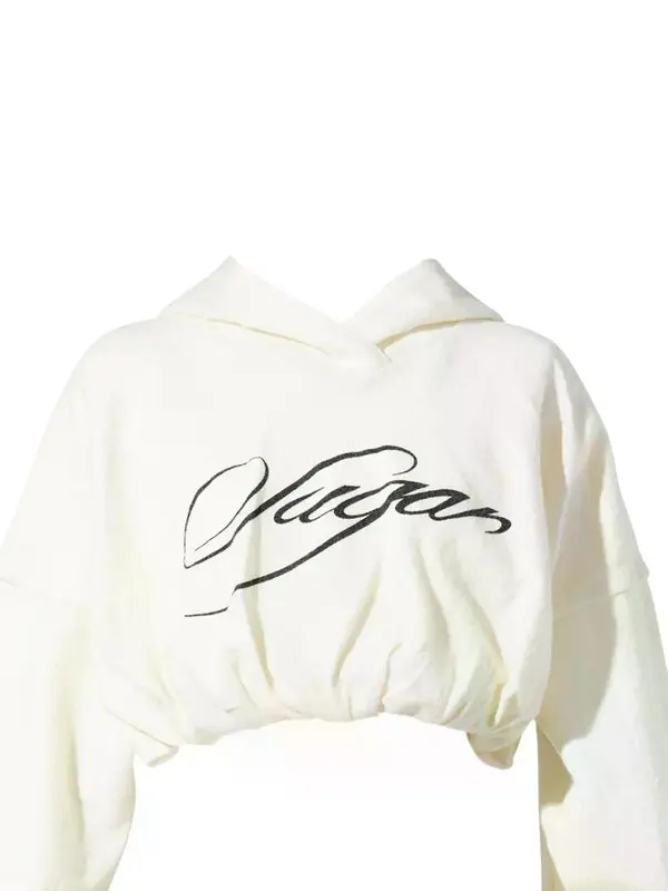 DIDU Logo Print Cropped Hoodie