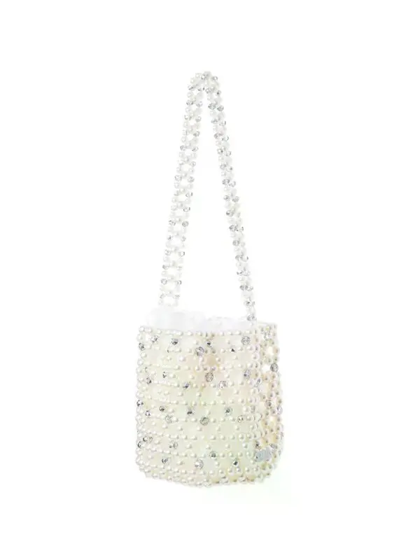 0711 TBILISI Bibi Faux-pearl Bucket Bag - White