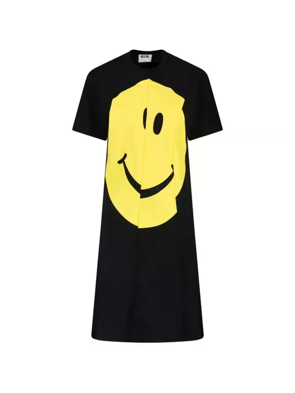 Moschino Smiley Patch T-shirt Dress - Black
