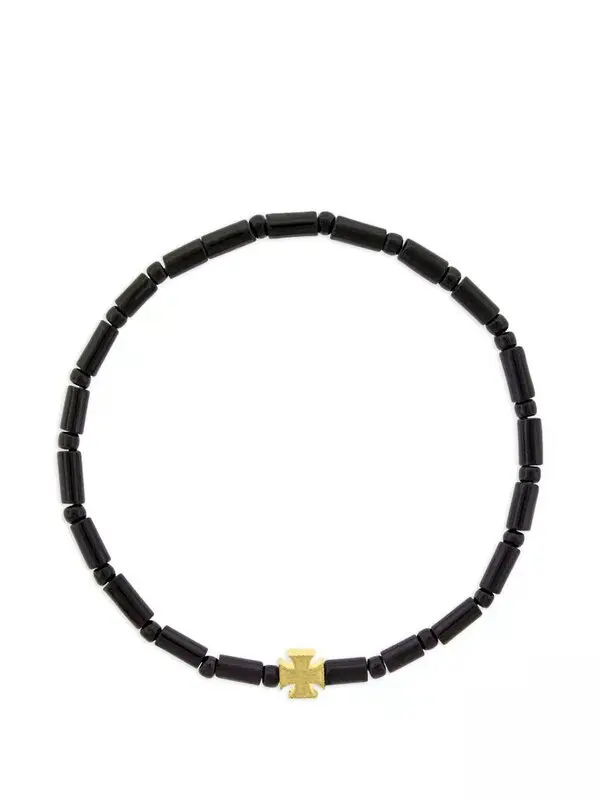 Luis Morais 14k Yellow Gold Cross Beaded Bracelet