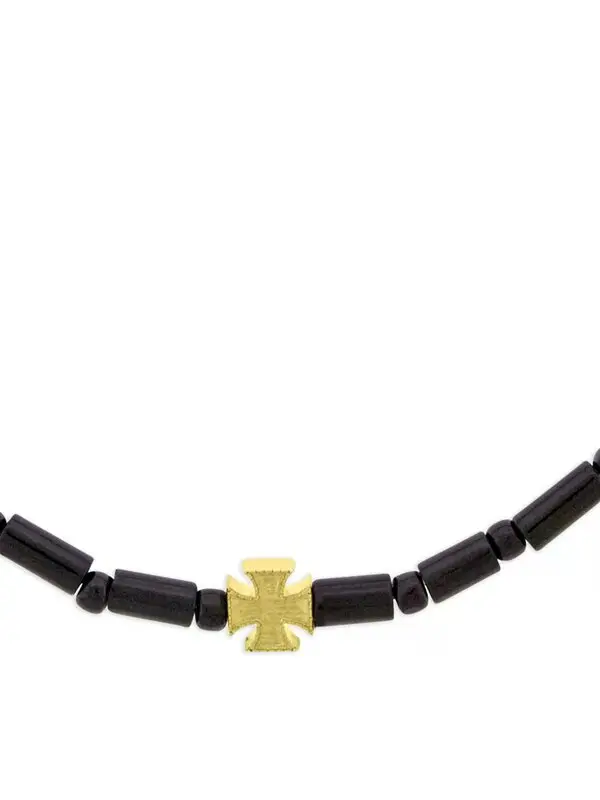 Luis Morais 14k Yellow Gold Cross Beaded Bracelet