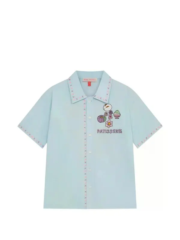 Mira Mikati Embroidered Short-sleeve Shirt - Blue