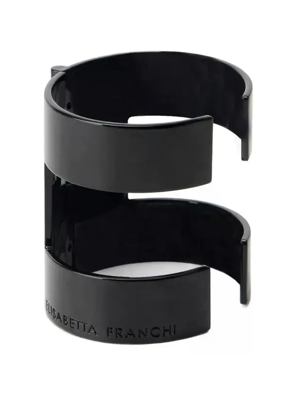 Elisabetta Franchi Logo-engraved Wrap-around Cuff Bracelet - Black