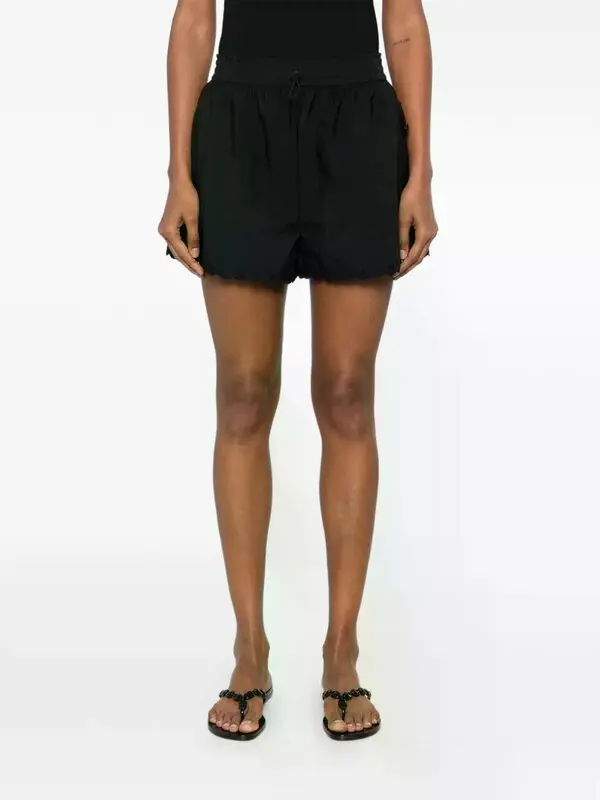 Cecilie Bahnsen Floral Embellished Scalloped Shorts - Black