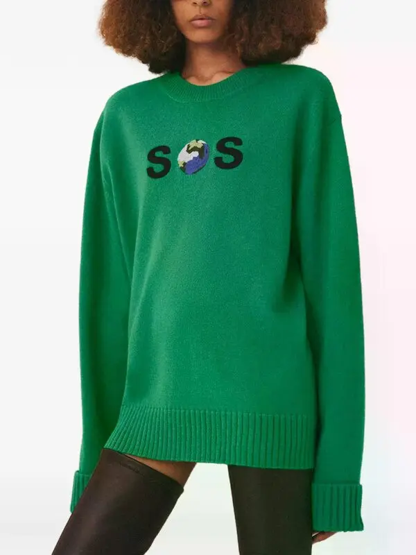 Stella McCartney Sos Embroidered Wool Sweater