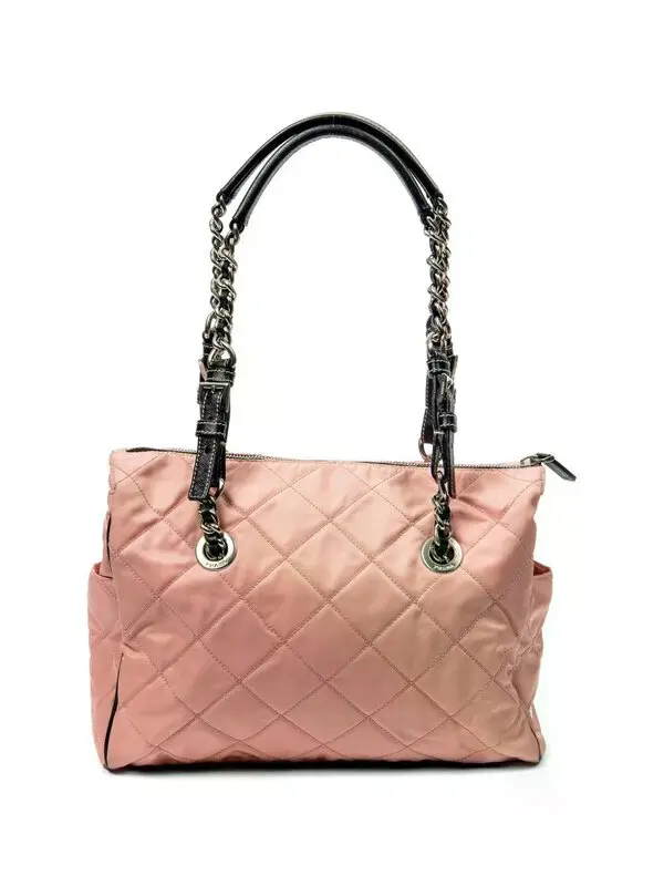 Prada Quilted Chain-link Tote Bag - Pink