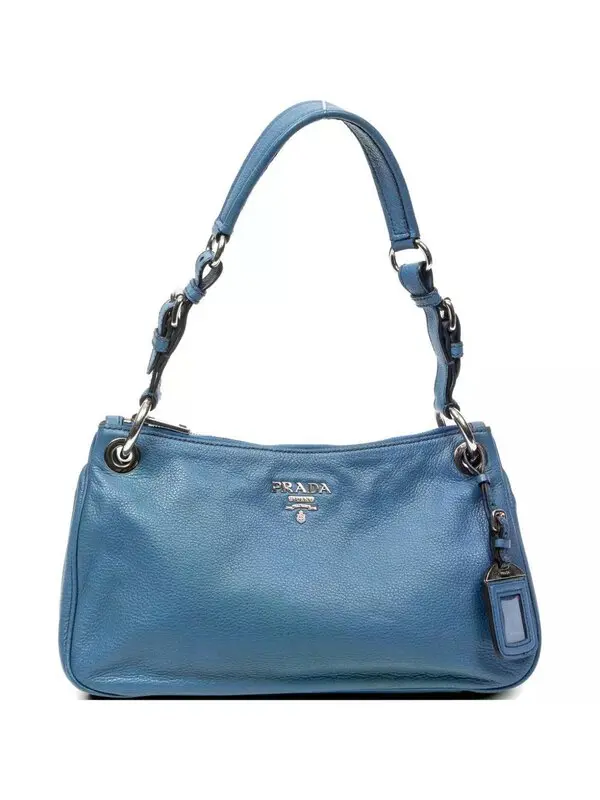 Prada Buckle Zip Hobo Shoulder Bag - Blue