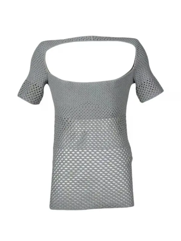 ISA BOULDER Fishnet Cut-out Top - Grey