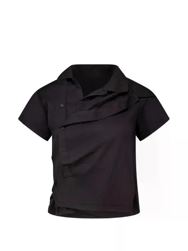 Natasha Zinko Shrunken Double Polo Shirt - Black
