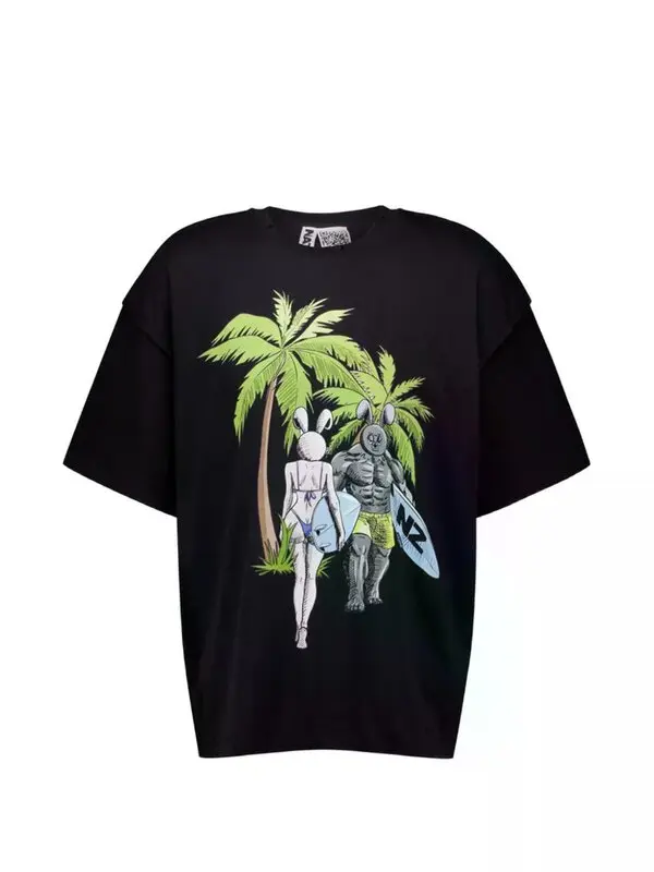 Natasha Zinko Graphic Print Layered Sleeve T-shirt - Black
