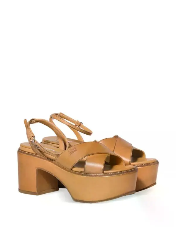 Miu Miu Leather Platform Sandals